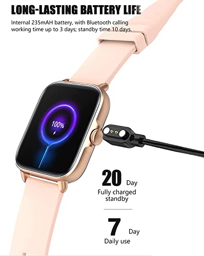 Ryscom Smart Watch for Woman Digital Social Networks Notifications Sports Luxury Casual Sports Call Bluetooth Calls Bluetooth goldesn Pink Notifications