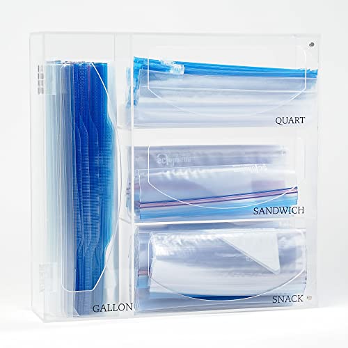 Tidy Den - Ziplock Bag Organizer for Kitchen Organization - Acrylic Kitchen Drawer Organizer - Plastic Bag Organizer for Drawer - Acrylic Ziplock Bag Storage Organizer - Baggie Organizer