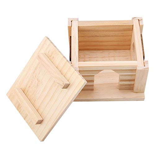 ViaGasaFamido Pet Hamster House, Wooden Odorless Home Openwork Lace Window Hamster House Flat Top Hideout Rat Hut Viewing Room for Small Animals