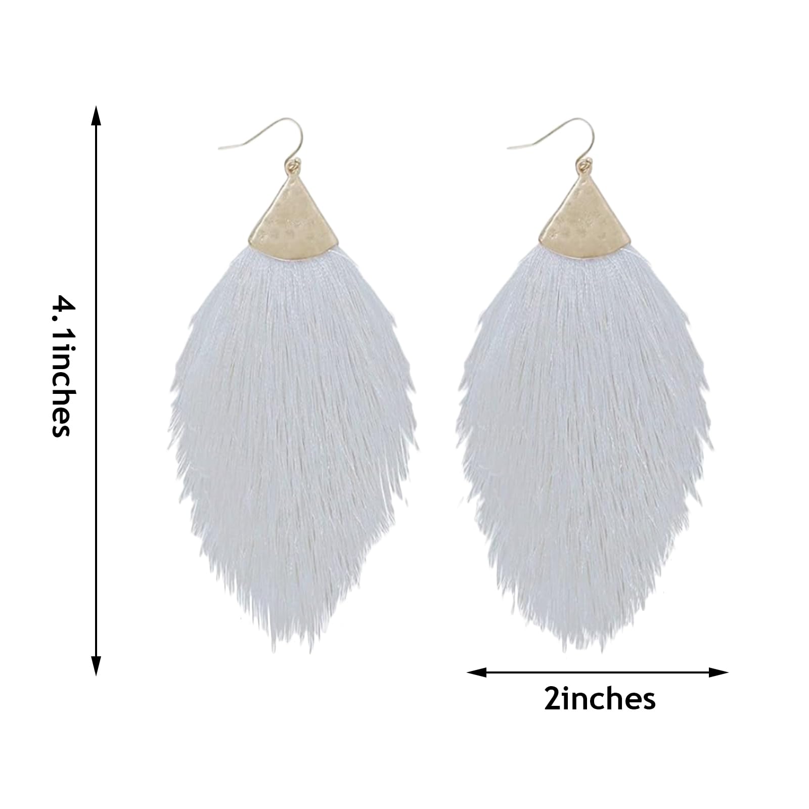 Fringe Tassel Statement Dangle Earrings- Lightweight Long Silky Feather Earrings Tassel Necklaces For Women
