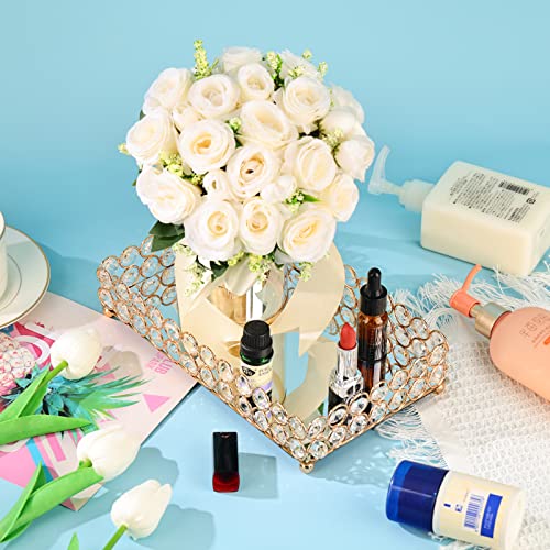 Perfume Trays for Dresser,Modern Skincare Crystals Mirrored Tray, Small Glass Tray, Mirror Vanity Trays Perfume Organizer Trays for Makeup,Jewelry,Cosmetic, Home Decor Counter Perfume Tray