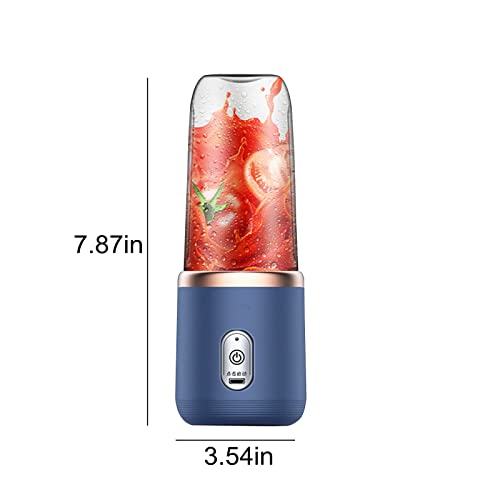 Portable Blender Travel Juicer Cup with Cup Lid & 6 Blades, 400ml Electric Smoothie Blender Maker, USB Rechargeable for Outdoors/home/office/sports/gift