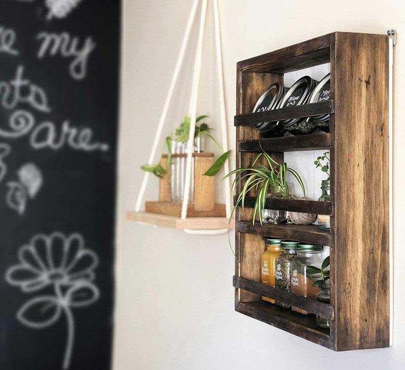 Mansfield Cabinet No. 104 - Solid Wood Spice Rack Cabinet Carbon Grey/White