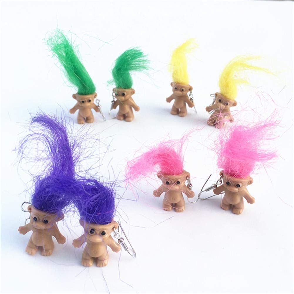 Handmade Ugly Doll Earrings Resin Cool Nostalgic Pendant Dangle Earring Funny Crazy Cartoons Drop Earrings for Women Punk Exaggerated Creative Jewelry(A)