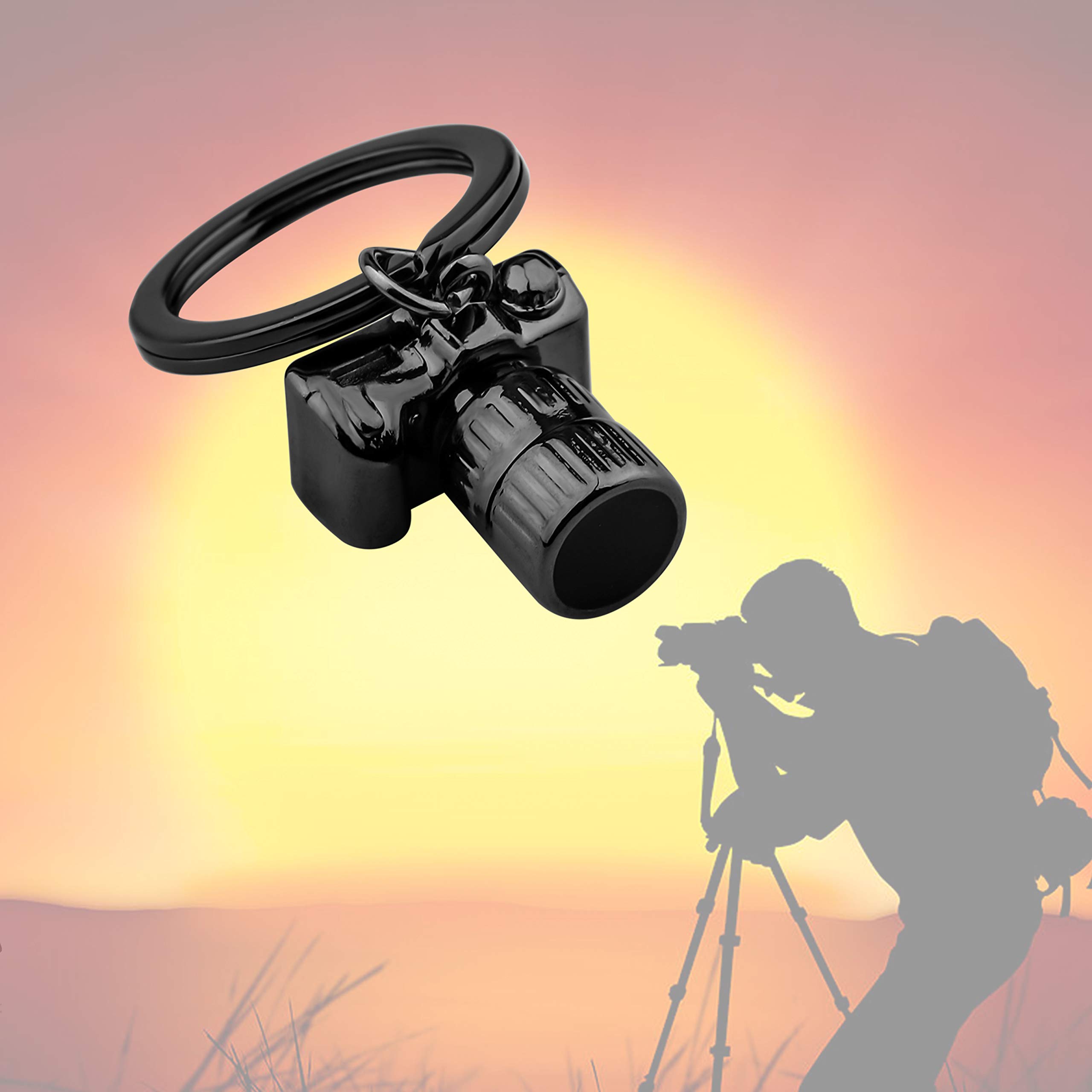 FUSTMW Photographer Gift Camera Keychain Photography Gift Black Camera Charm Jewelry Gifts For Photographer Lovers (Black)