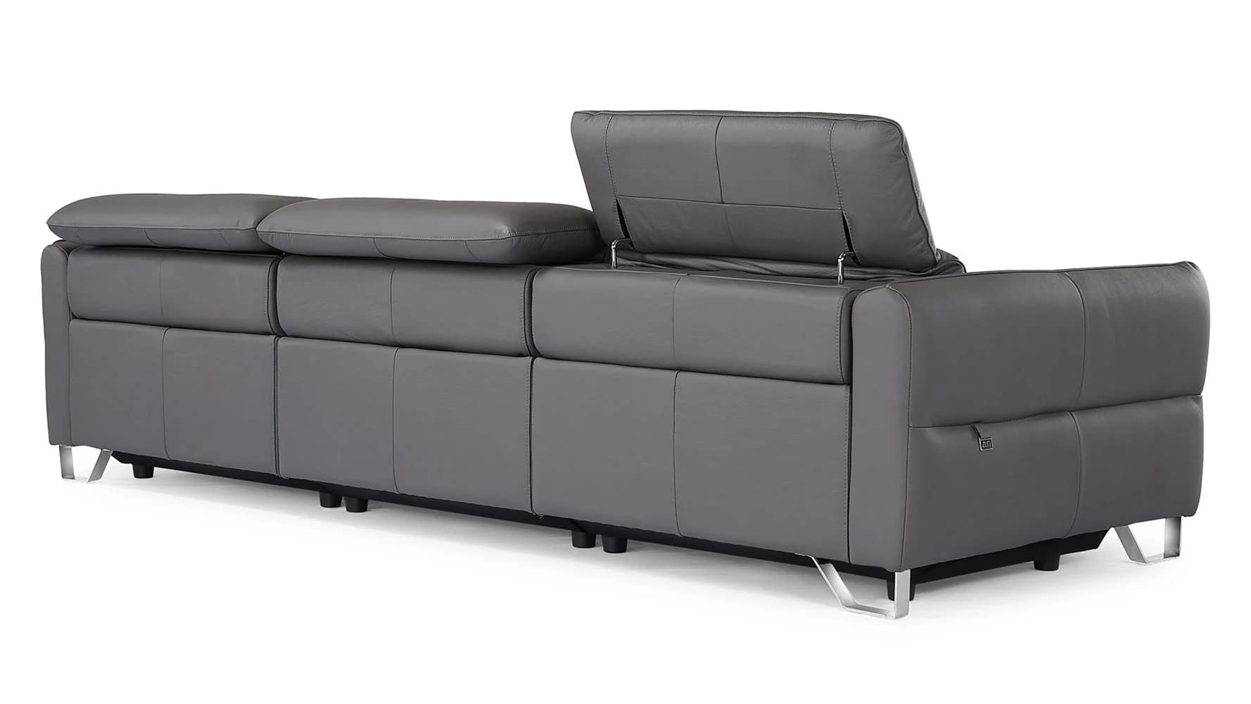 ZURI Modern Macau Reclining Leather Sofa in Slate