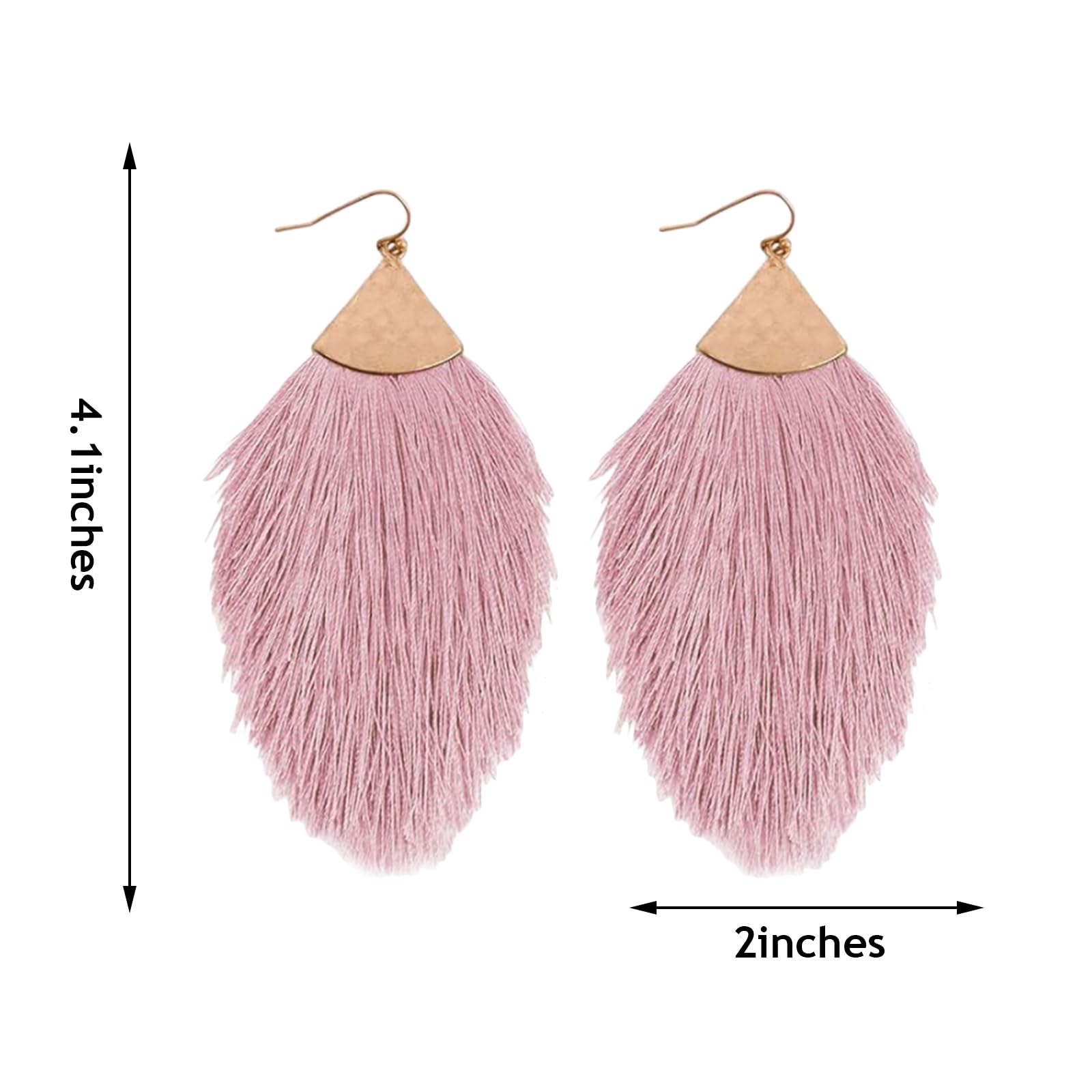 Fringe Tassel Statement Dangle Earrings- Lightweight Long Silky Feather Earrings Tassel Necklaces For Women