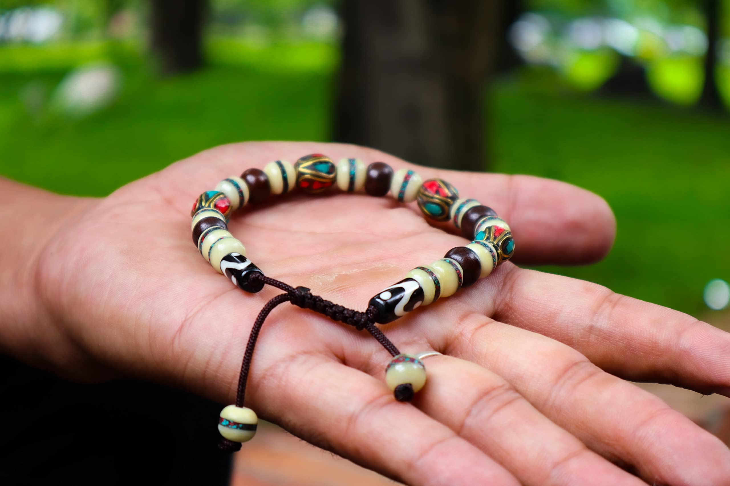 Hands Of Tibet Embedded Medicine Bracelet Yoga Healing Beads Adjustable Wrist Mala Many Color Choices (Multi)