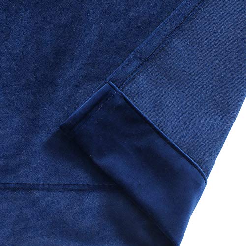 WdFour Super Soft Luxury Velvet Curtains with 2 Free Pillow Covers, Energy Efficient Grommet Curtain Window Drapes for Living Room, 38W x 96L, 2 Panels, Navy Blue