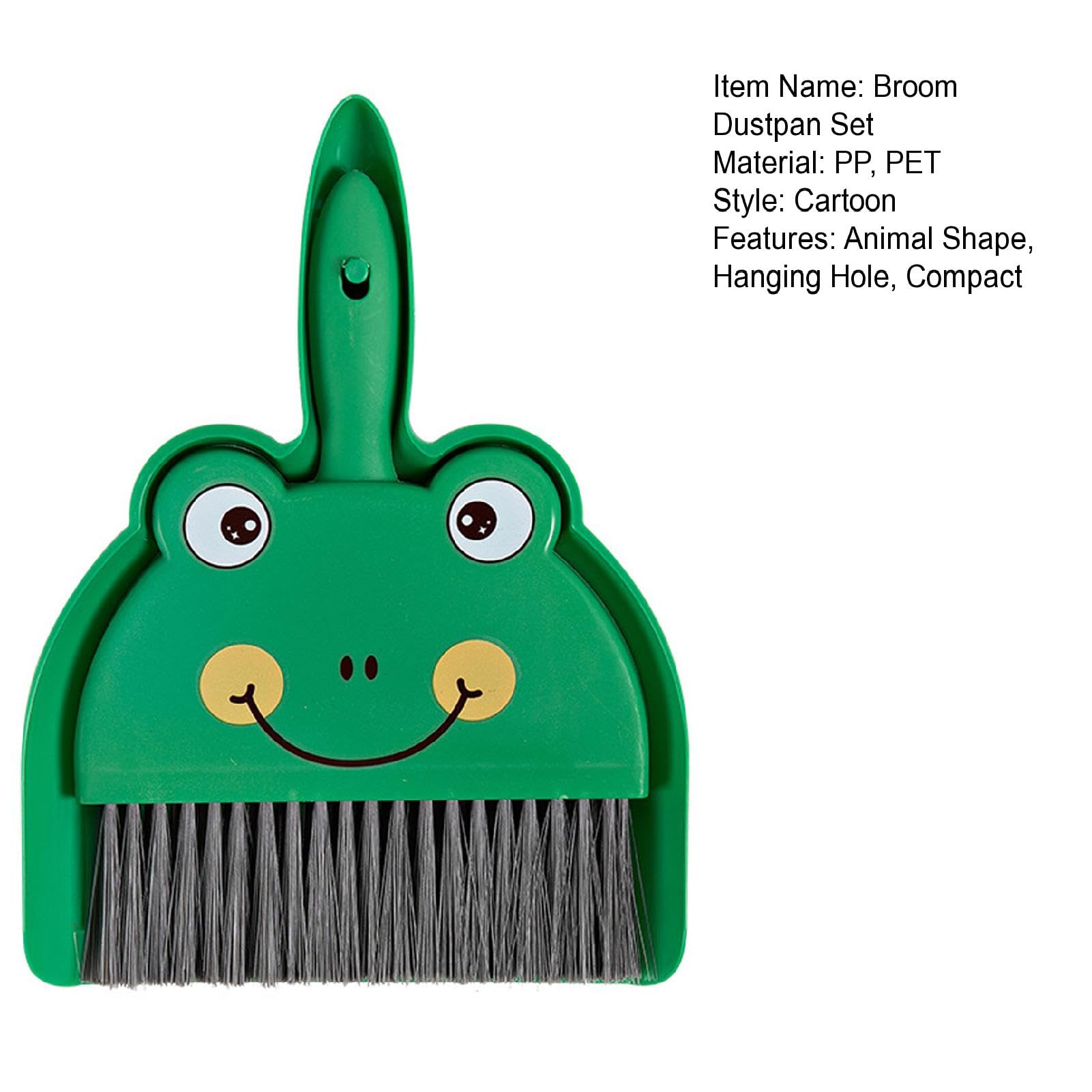 ulafbwur Mini Dustpan and Brush Set, Cartoon Pattern Cleaning Set, 2pcs/set Small Broom Dustpan Set, Keyboards Cleaning Mini Broom Dustpan Set, Compact Dust Pan and Hand Broom for Cleaning Brown