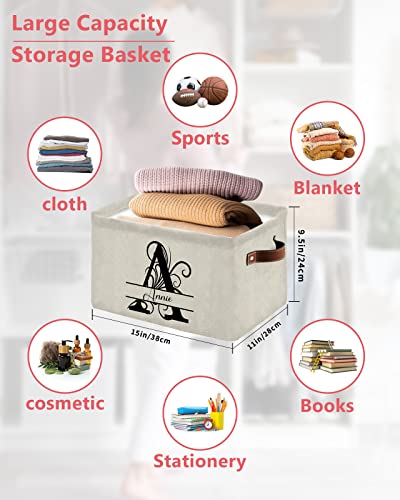 Personalized Gift for Women/Men, Customs Basket with Name Storage Bins for Organizing Shelves, Letter A Collapsible Custom Storage Boxes with Handle, Monogram Words Customized Closet Organizers
