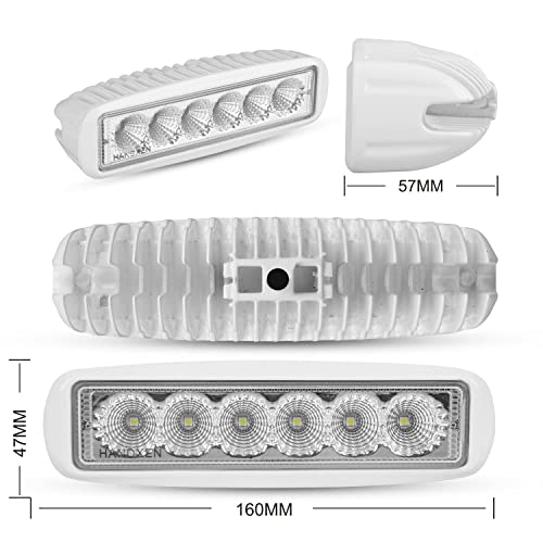 Handxen Boat Deck Light - LED 18W 1600 Lumen Spreader - Long Lasting - Flood Marine-Grade T-Top Boat Deck Lights - Extremely Bright - Durable Quality - Ideal for Marine Boats Cars Trucks (2 Pack)