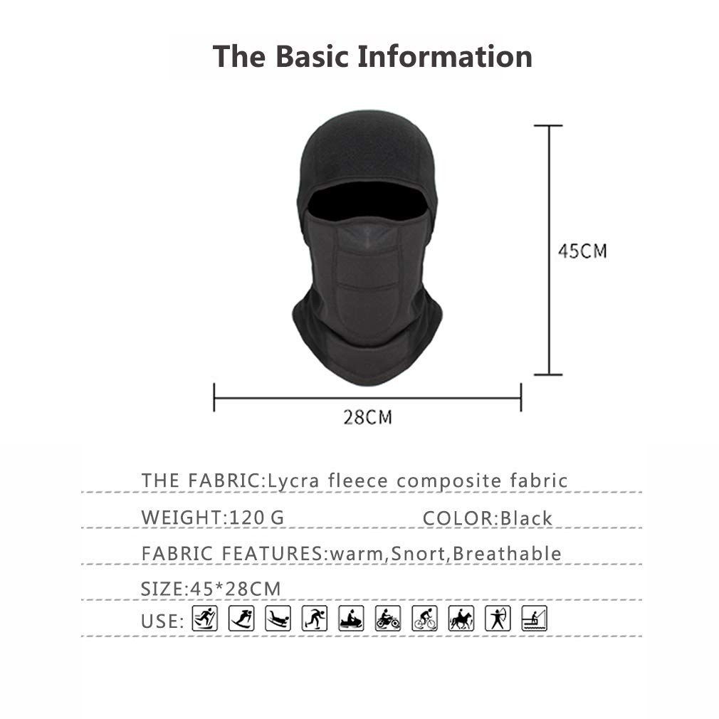 FSIGOM Windproof Balaclava Face Ski Mask,Winter Hat Outdoors Helmet Liner Mask, Suitable for Skiing Motorcycle Bicycle Climbing,Black…