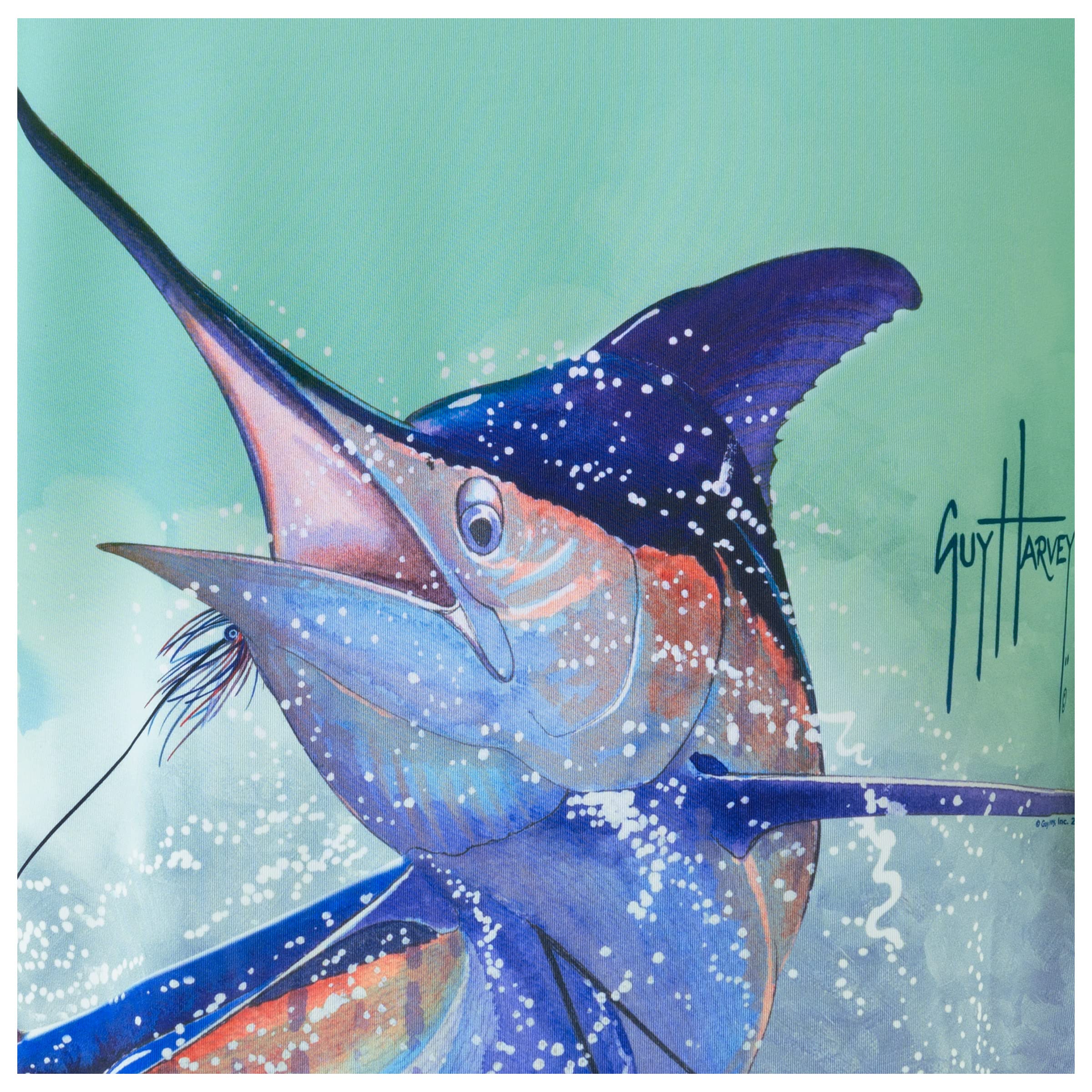 Guy Harvey Men’s Long Sleeve Performance Shirt with 50+ UPF Sun Protection, Beach Glass/Offshore Charter, 3X-Large