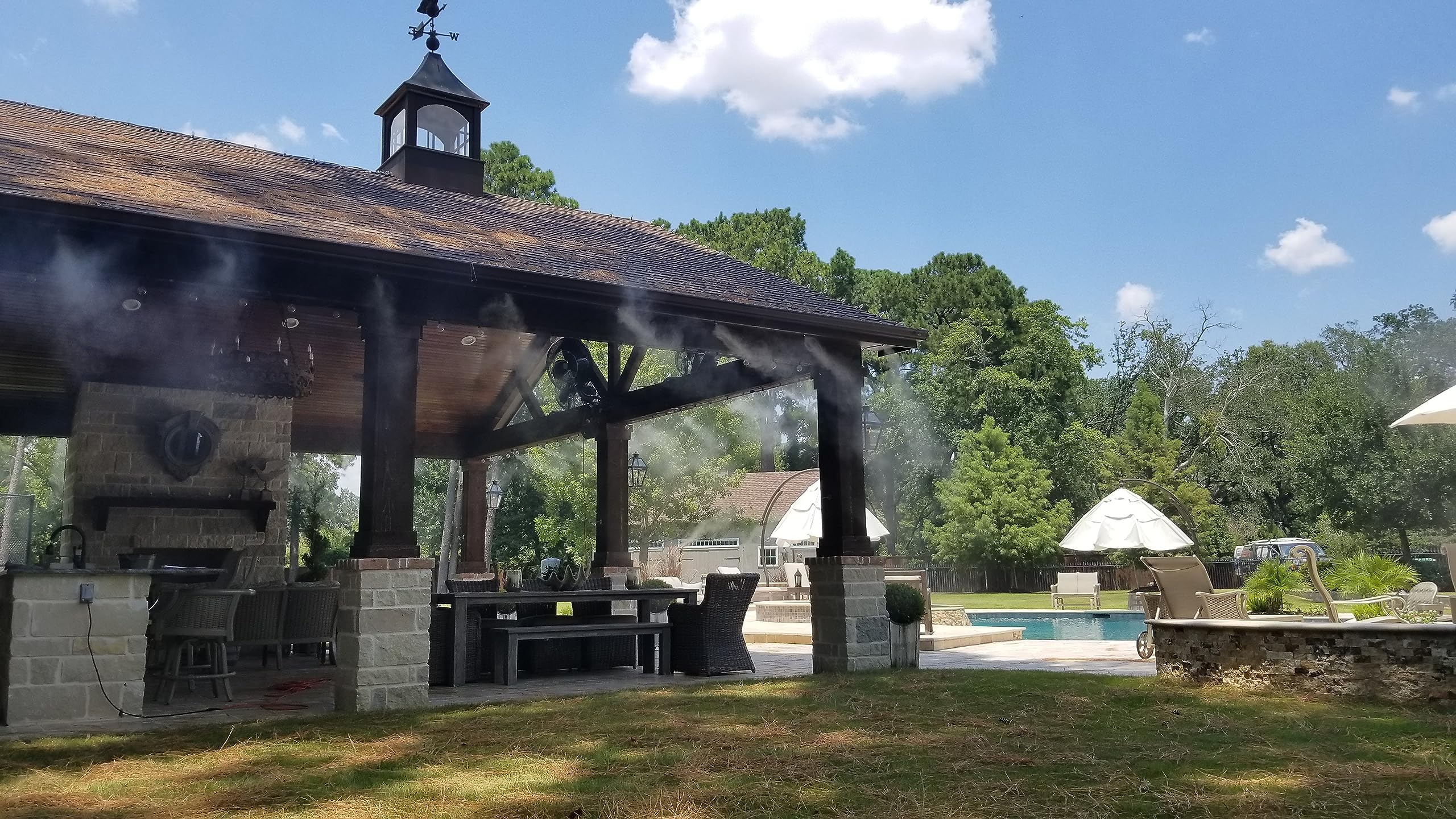 Mistcooling System - High pressure Misting System - Stainless Steel Tubing - 1500 PSI Misting Pump - DIY Misting System - Residential, Commercial & Industrial - (18 Ft Mist Line - 10 Nozzles)