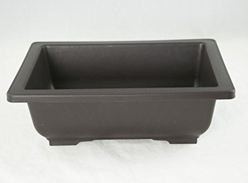 Rectangular Dark Brown Plastic Bonsai Training Pot, Cactus & Succulent Planter + Tray - 8.5"x 6.5"x 2.75"