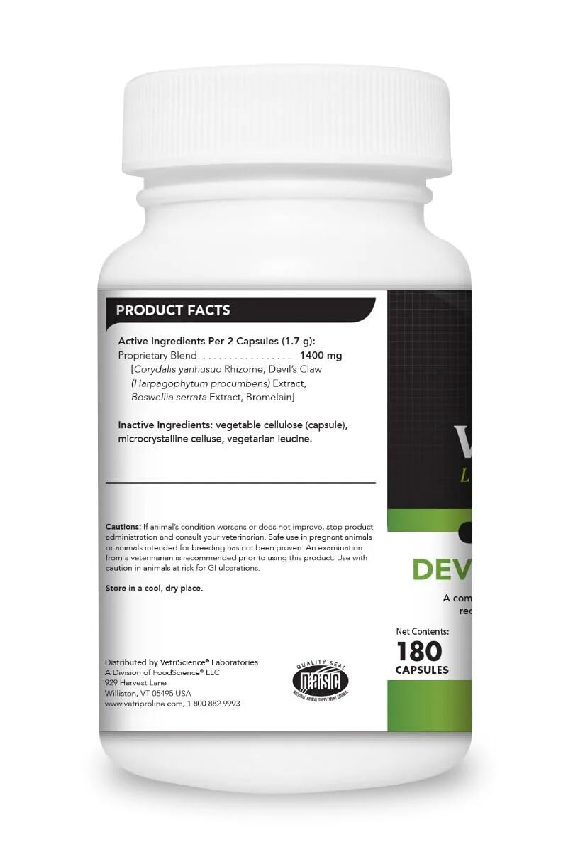 VetriScience DevCor + Mobility Pro - Supplement Supports Joint Health Maintenance for Dogs & Cats - Aids Against Joint Discomfort - Supplement Formula Aids Mobility & Flexibility - 180 Capsules