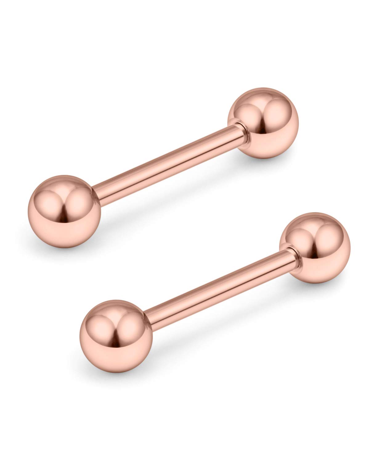 Ftovosyo 2PCS 14G 316L Stainless Steel Internally Threaded Tongue Nipple Shield Barbell Ring Bar Body Piercing Jewelry Retainer 16mm Rose Gold