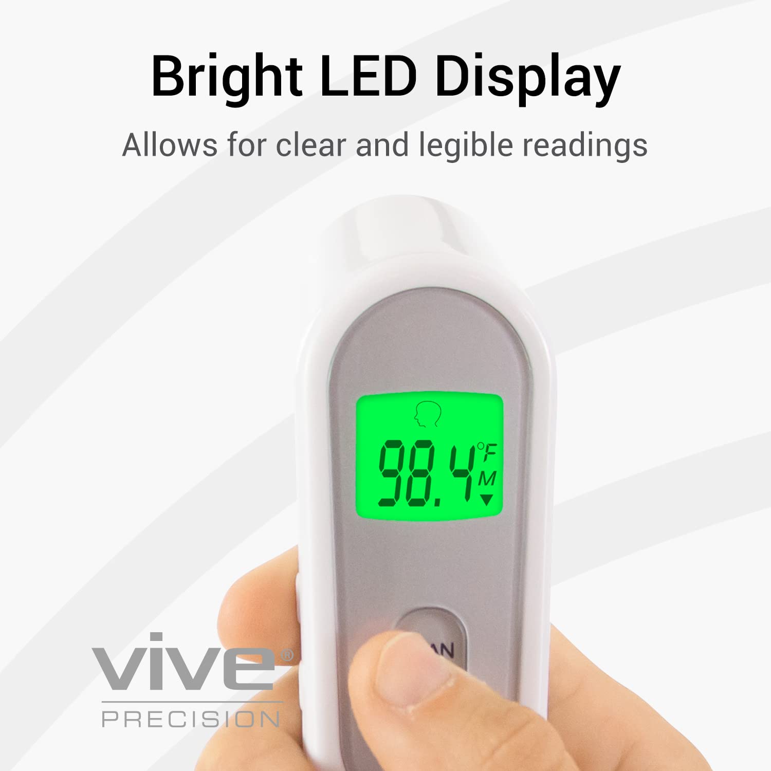 Vive Temporal Forehead Thermometer Scanner for Adults, Kids & Babies - No Touch Medical Grade Infrared Digital Temperature Thermometer for Head, Ear & Fever - Touchless Instant Thermal Temperature Gun