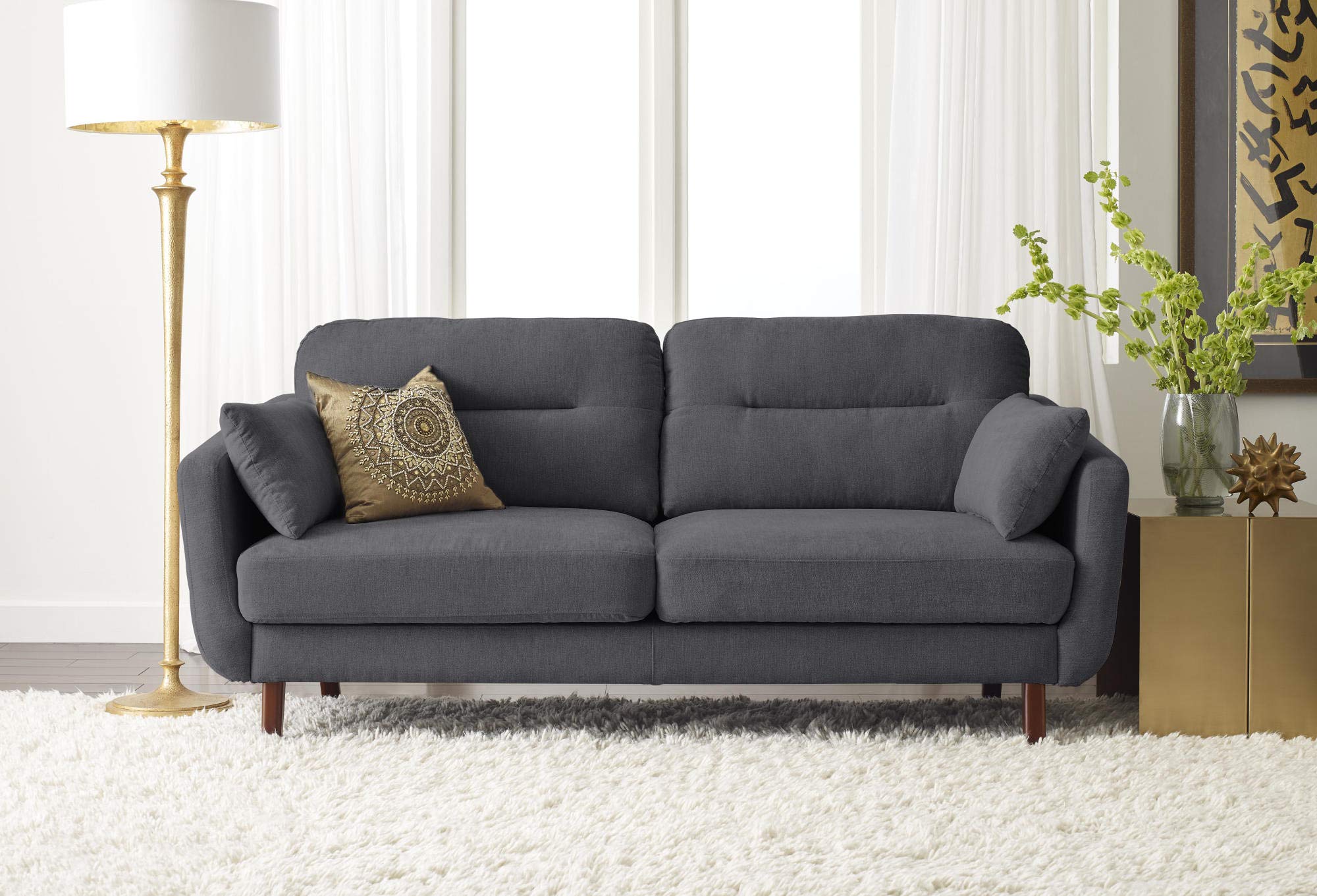 Serta Sierra Living Room Modern Design Microfiber Upholstered Couch Ideal for Smaller Spaces, 73" Sofa, Slate Gray