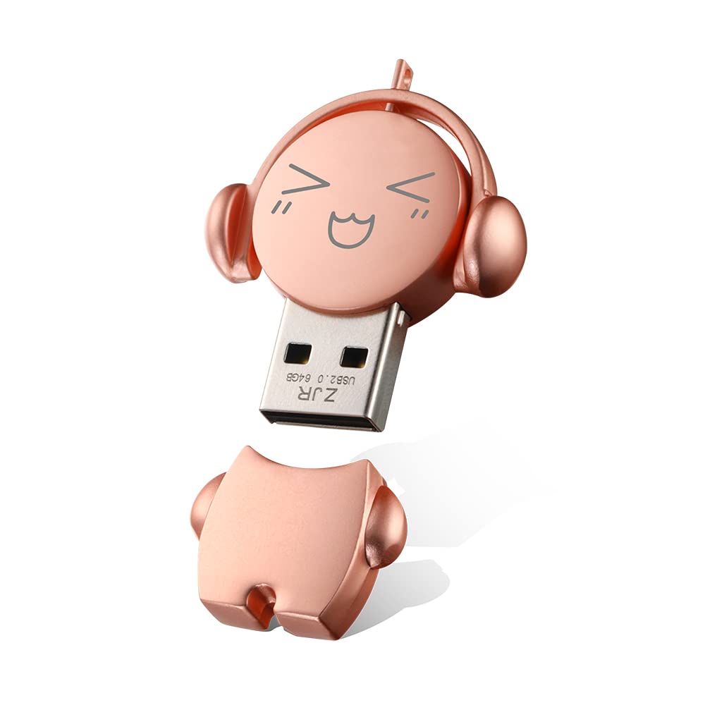 zjr USB Flash Drives 64gb Thumb Drive Cute Cartoon Metal Pen Drive 2.0 Portable Memory Stick with Keychain Crush Resistant Dust Proof Shockproof Data Storage Flash Drive Gifts (A23-M)