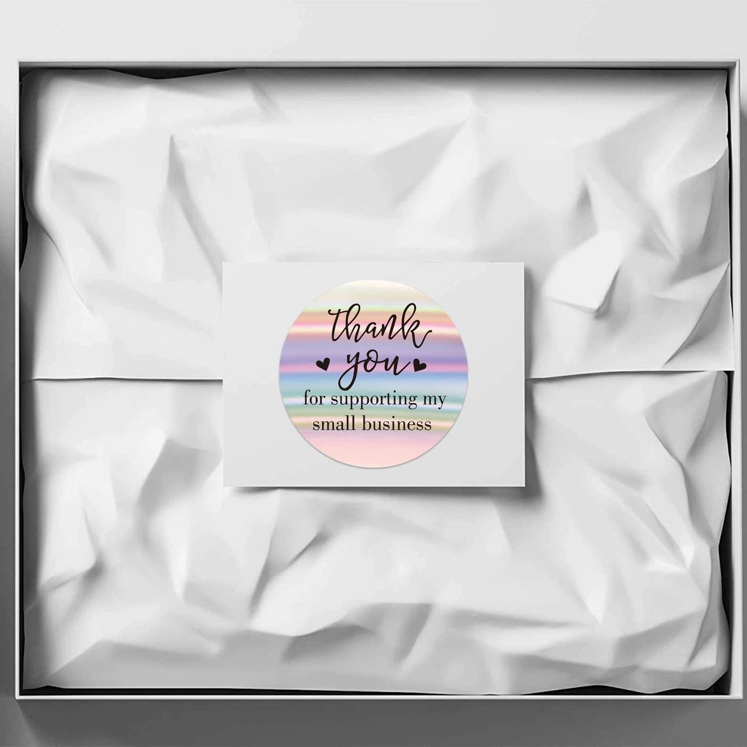 Nebel 1000Pcs Thank You Labels Stickers - 3.81 cm Round Holographic Thank You for Supporting My Small Business Stickers Multicolor