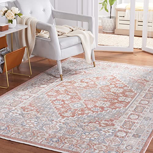 SAFAVIEH Blair Collection Area Rug - 9' x 12', Rose & Grey, Oriental Design, Non-Shedding Machine Washable & Slip Resistant Ideal for High Traffic Areas in Living Room, Bedroom (BLR206U)