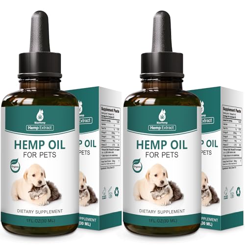 Pet Hemp Oil for Dogs & Cats Calming Joint Pain Sleep Support Anxiety Stress Cough Inflammation Relief Skin Arthritis Care Hip & Joint Supplement Dog Cat Hemp Drops Tincture, Mandarin