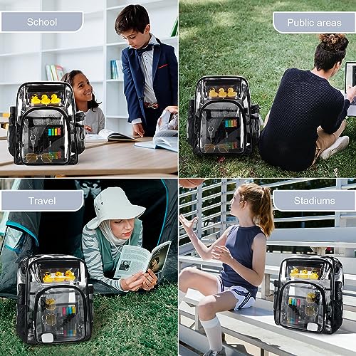 SYNPOS Clear Backpack Black For Adults Heavy Duty Clear Backpack Stadium Approved For School Boys Girls