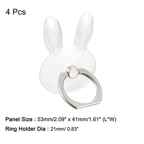 uxcell Transparent Phone Ring Holders, Clear Finger Grip Stand for Phone, Case, Tablet (Rabbit Shape), 4Pcs