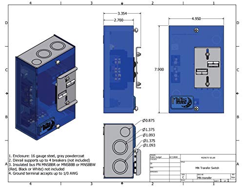 MidNite Solar MNTRANSFER Dual Transfer Switch 240VAC (MNTRANSFER-60A)