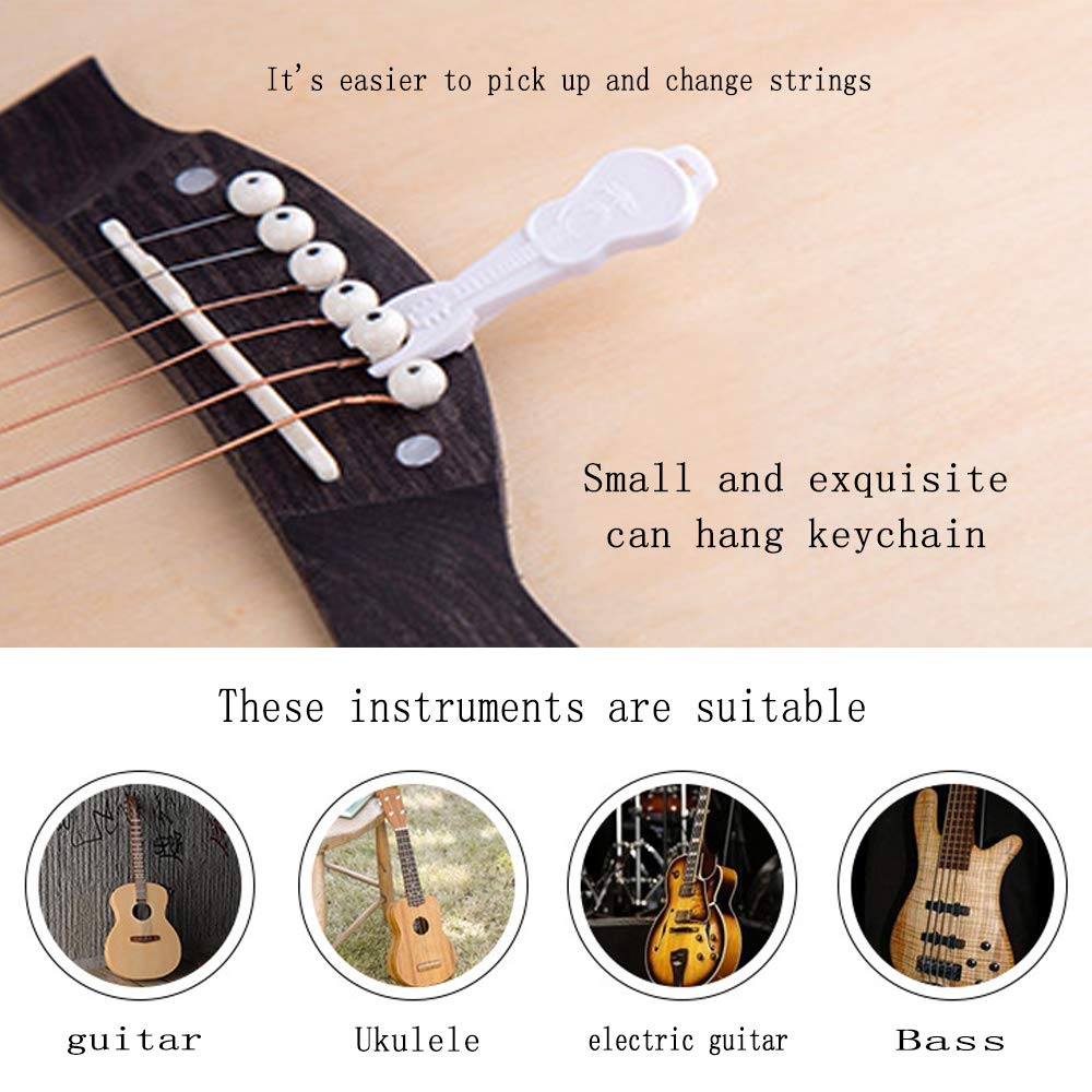 Guitar Bridge Pins 6pcs Pure Brass Endpin for Acoustic Guitar 6 Strings Nail Pegs Fixed Cone, Replacement Parts with Bridge Pin Puller Remover & 5 Guitar Picks - Kimlong