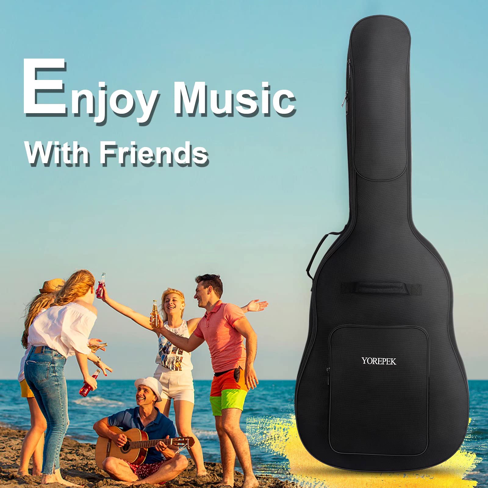 Guitar Case, 41 Inch Guitar Bag with Protective Neck Strap, Nice Gift Fit Acoustic Electric Classical Guitars, Water Resistant Guitar Gig Bags with 0.38 Inch Extra Thick Padding Sponge Padded Storage