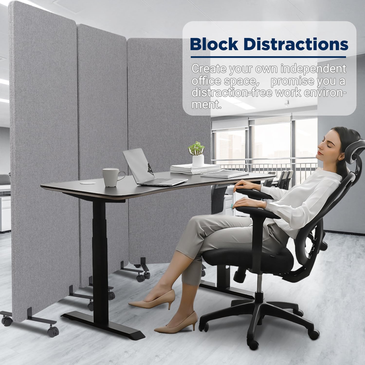 Sound Proof Dividers w/Wheels, Portable Office Wall Divider for Room Partition, Soundproof Room Divider Privacy Panel Partition Wall Cubicle Wall, Rolling Temporary Wall for Studio, School, Hospital