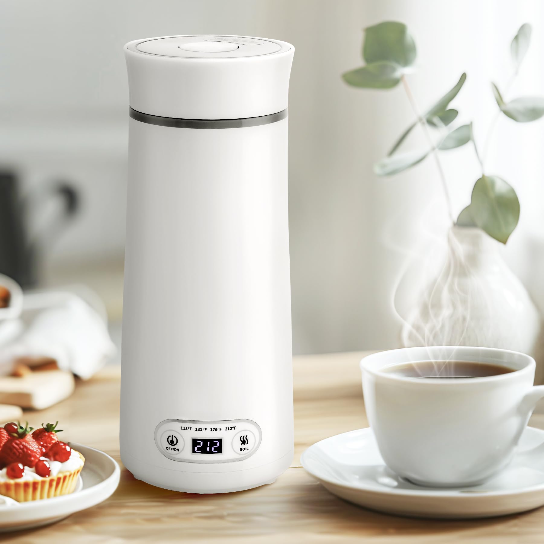 Travel Electric Tea Kettle Portable Small Mini Coffee Kettle, HELlME Water Boiler with 4 Variable Presets, Personal 304 Stainless Steel Water Heater with Auto Shut-Off & Boil Dry Protection