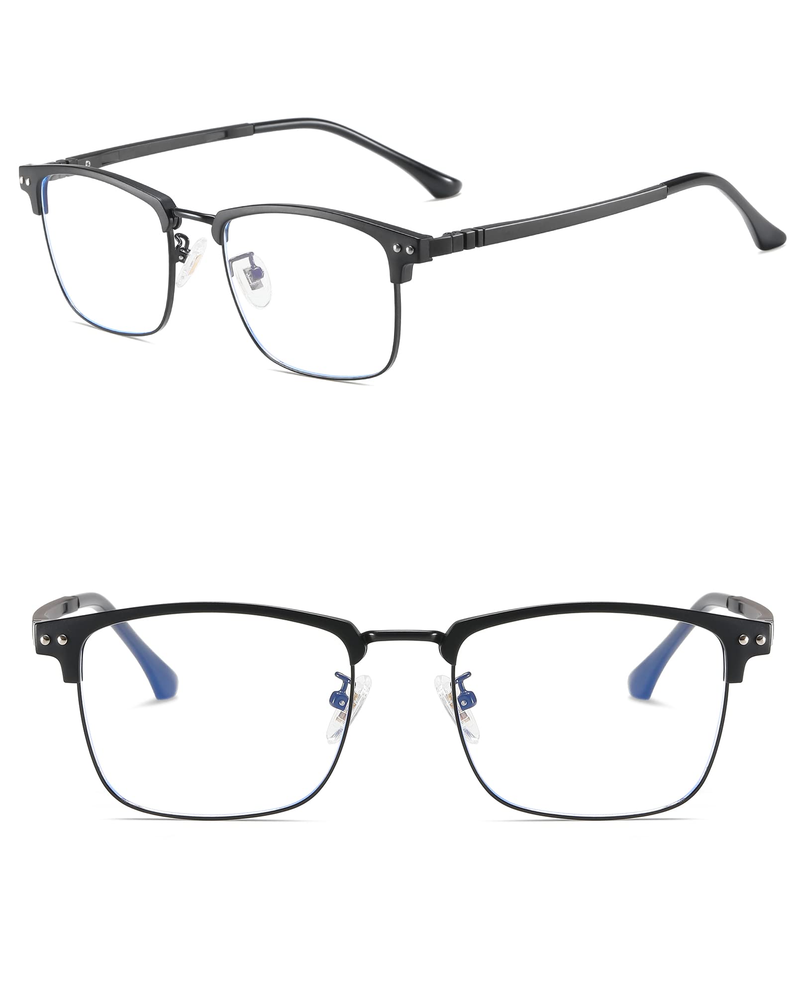 GUZTAG Blue Light Blocking Glasses - Square Computer Glasses Women/Men Eyeglasses Frame，Anti Eyestrain Computer Game Glasses (gray)