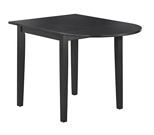 Target Marketing Systems Tiffany Two-Toned Single Drop Leaf Dining Table for Small Spaces, and Apartments, Made of Solid Rubberwood, Expands from 30" to 43", Black