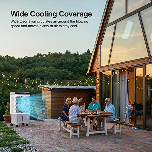 Uthfy Evaporative Air Cooler, Swamp Cooler with 5.3 Gallon Reservoir, 4 Ice Box, Remote, 12H Timer, 70°Oscillation Air Cooler Cooling Fan with 3 Speeds for Bedroom Home Office
