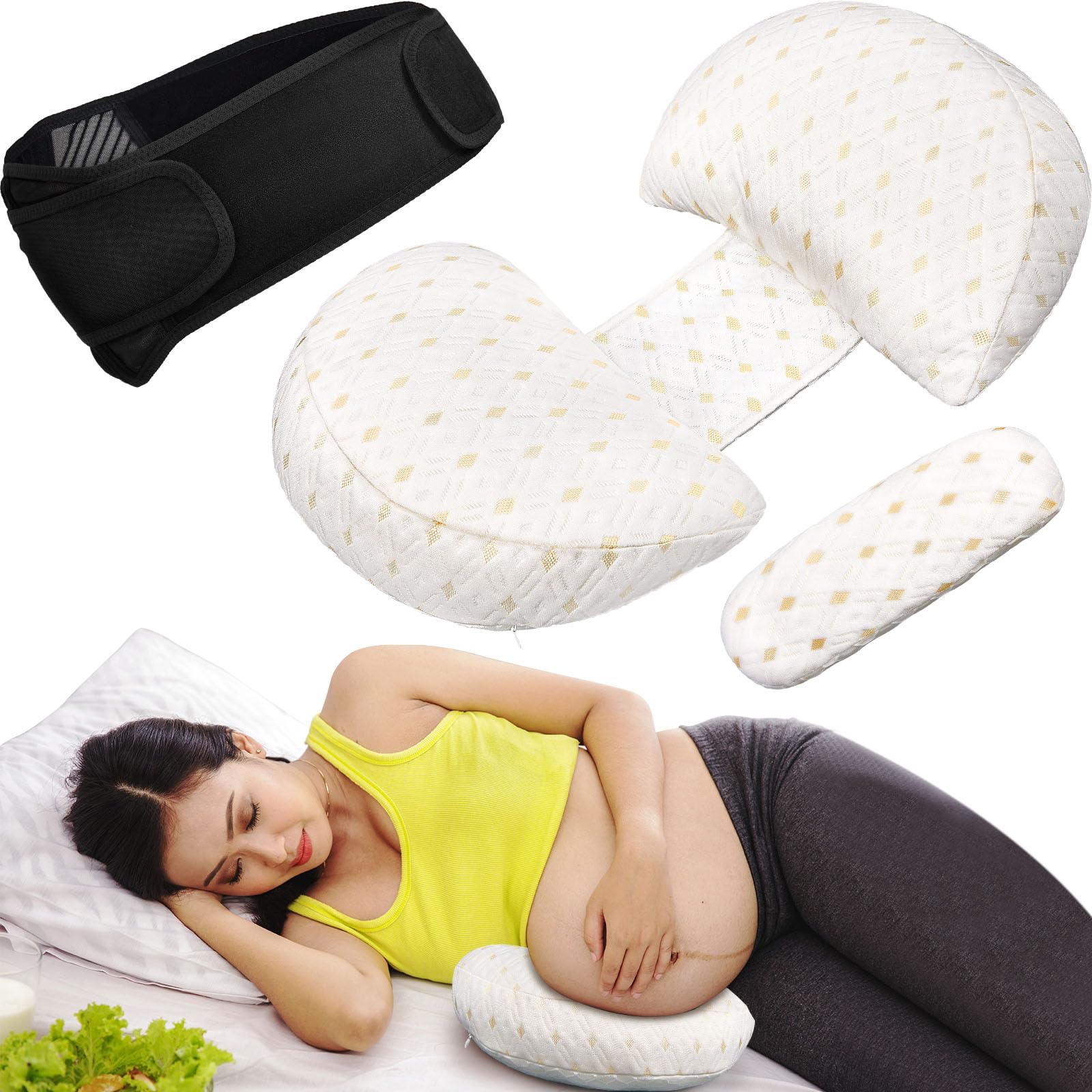 Pregnancy Pillows for Sleeping Wedge Soft Pregnancy Body Pillow Adjustable Maternity Pillow Belt Pregnancy Belly Bands for Pregnant Women for Belly, Back, Hips, Legs, Side Sleeping (Checked)