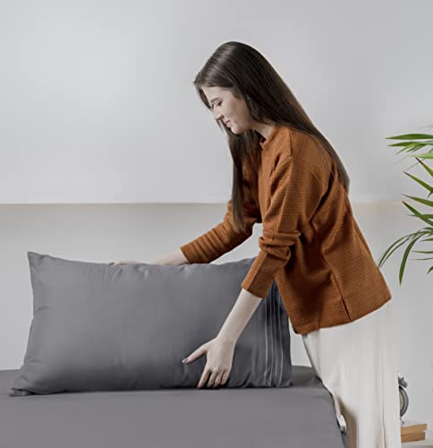 Utopia Bedding Queen Sheet Set β Soft Microfiber 4 Piece Luxury Bed Sheets with Deep Pockets - Embroidered Pillow Cases - Side Storage Pocket Fitted Sheet - Flat Sheet (Grey)