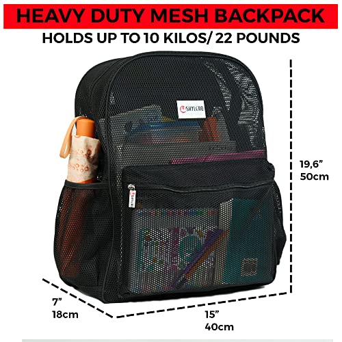 SHYLERO Mesh Backpack XXL (36L) - Lightweight Heavy-Duty Clear Backpack Made of Reinforced 3D Mesh - H19.6 xW15 xD7
