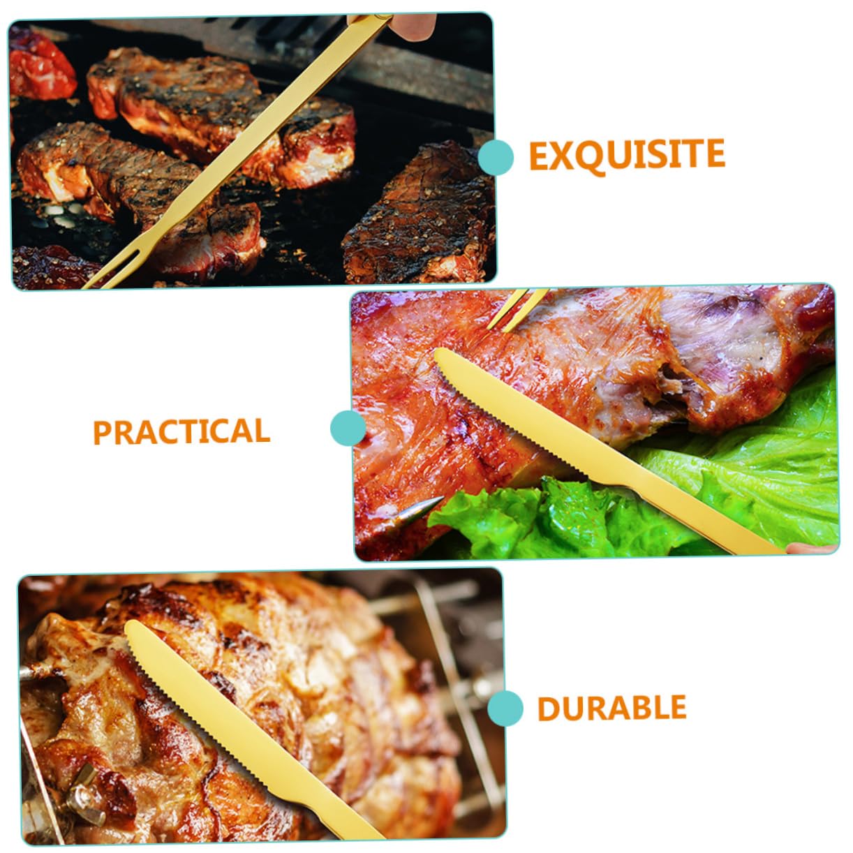 GANAZONO 1 Set Barbecue and Fork Stainless Steel BBQ Tools Knives Carving for Meat Stainless Steel Steak Knives Steak Knives Roast ham Fork Fork Spoon Portable