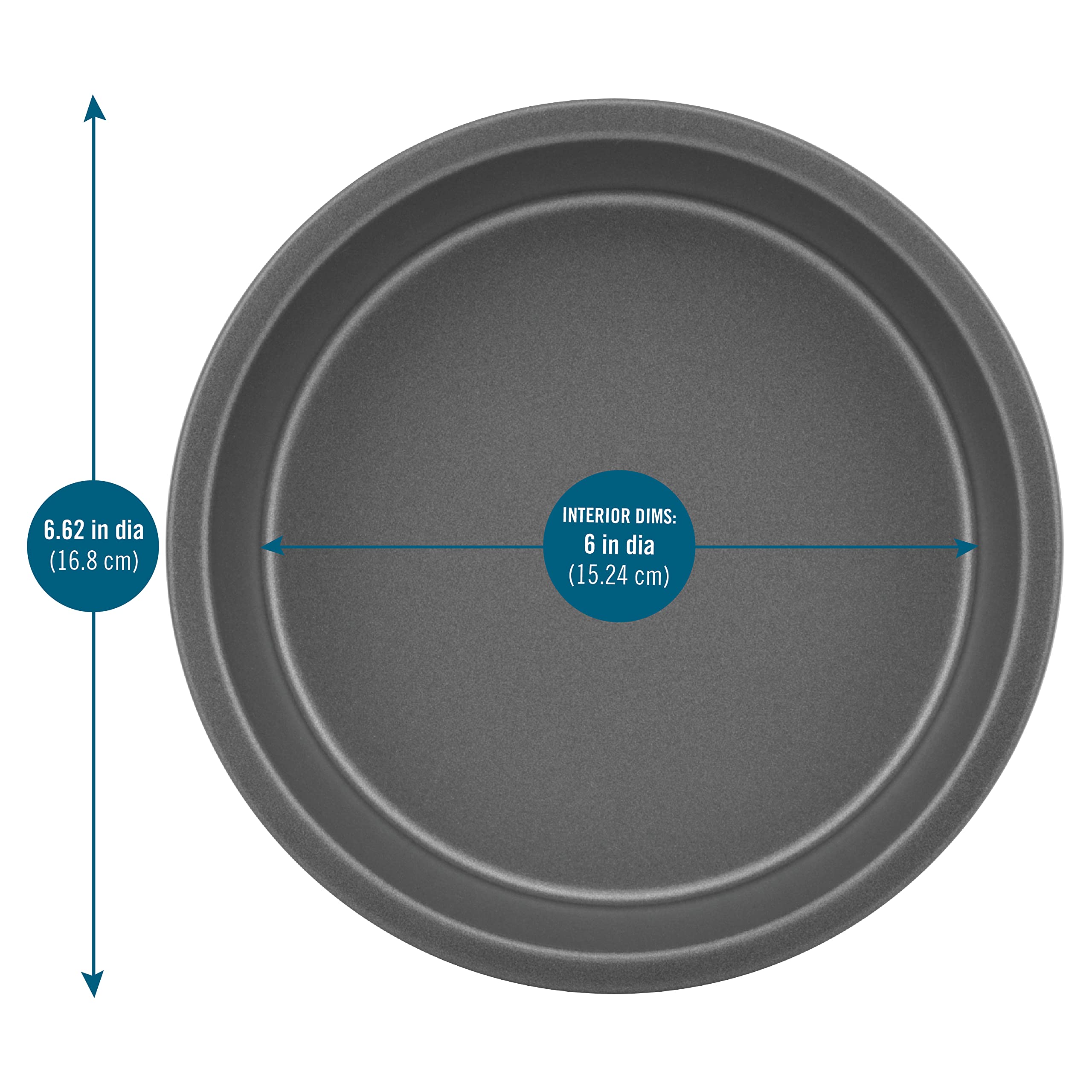 G & S Metal Products Company Baking with G&S 6-inch Nonstick Round Cake Pan, Set of 4, Gray