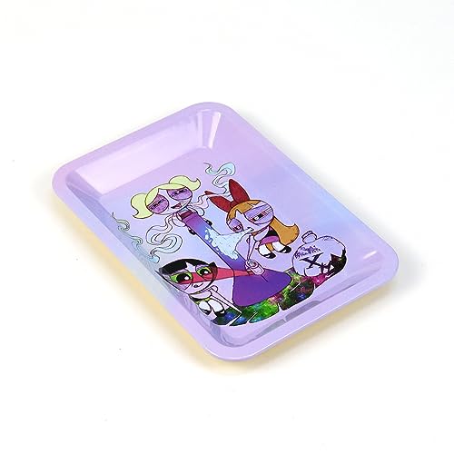 Rolling Trays Premium Metal Tray with Design - Perfect Size for Home Or Travel Accessories, Pink