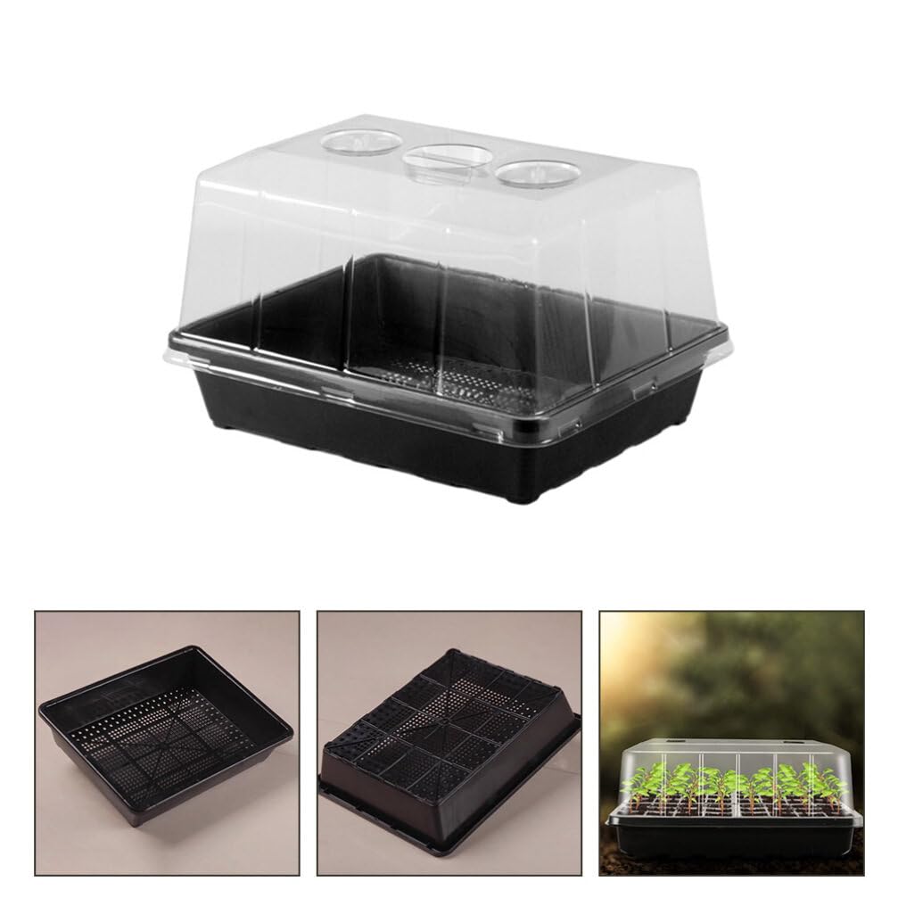 GANAZONO 1 Set Starter Tray,Germination Tray with Humidity Dome Lids Greenhouse Grow Trays for Growing Starting