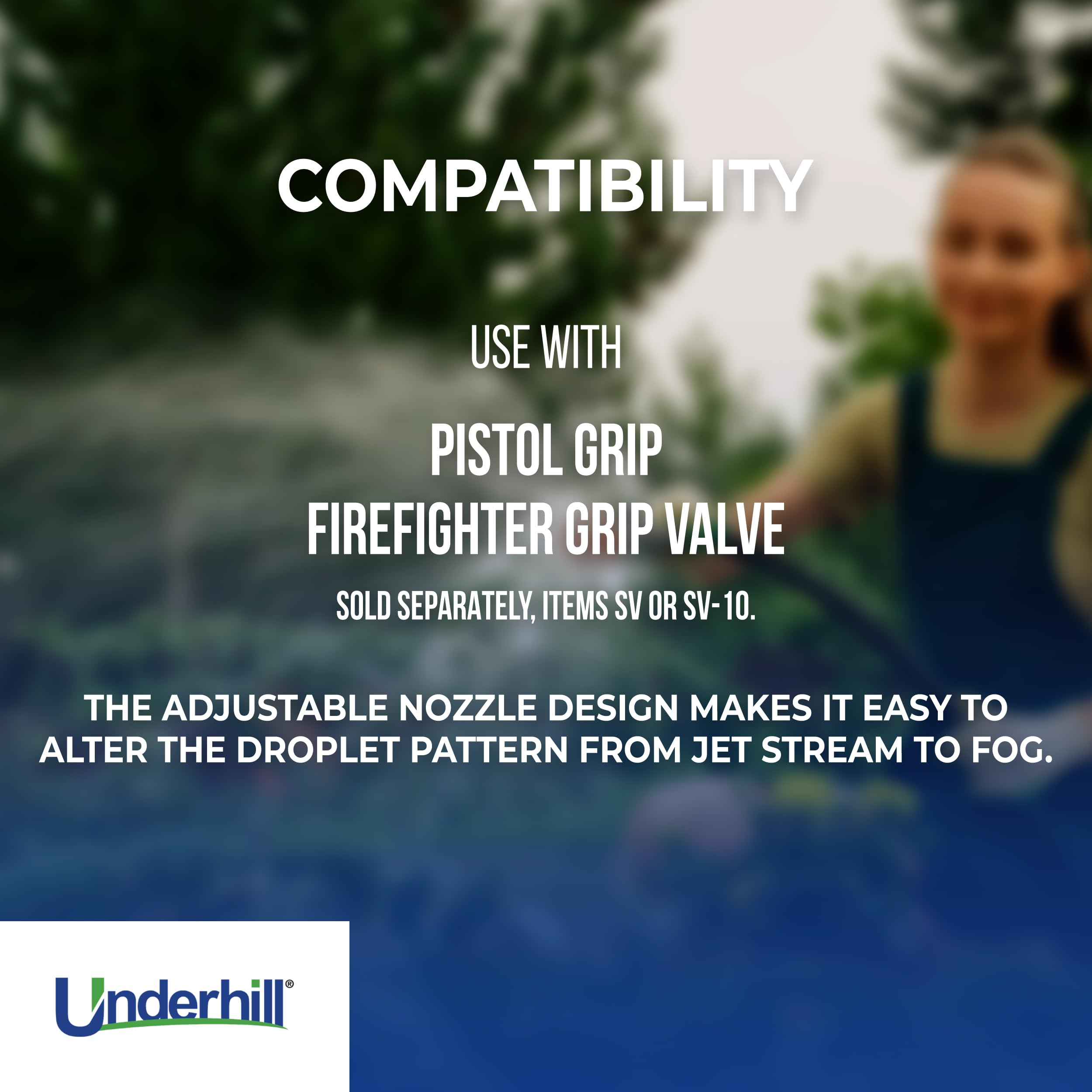 Underhill Magnum UltraMAX Premium PRO Series-TurboShift ¾ Inch Garden Water Hose Nozzle, Sprayer, Jet, Metal and Rubber, Adjustable, NG650-DFH-75