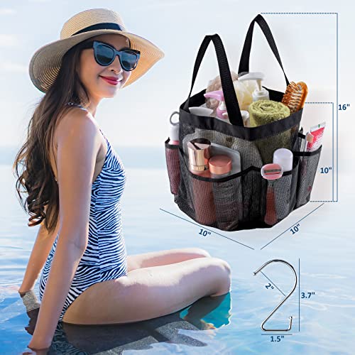 TAILI Mesh Shower Caddy Portable with Hook, Hanging Shower Tote Bag Double Handles, Toiletry Bags for College Dorm Room Essentials Camp Gym Bathroom