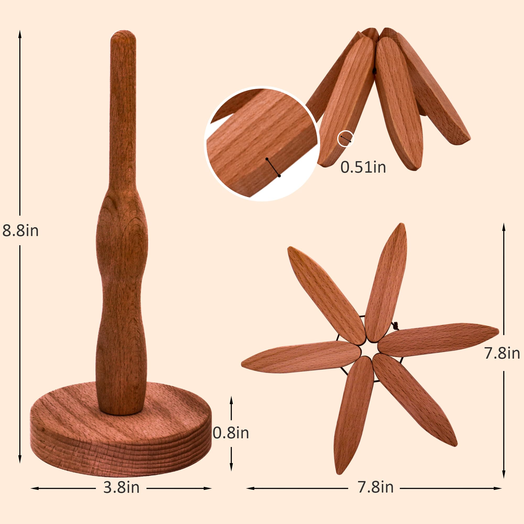 Tree Coasters, Wooden Trivets for Hot Dishes - Set of 3 for Easy Storage - Suited for Hots/Pans/Bowl/Teapot/Hot Holders - Multifunctional Ornaments