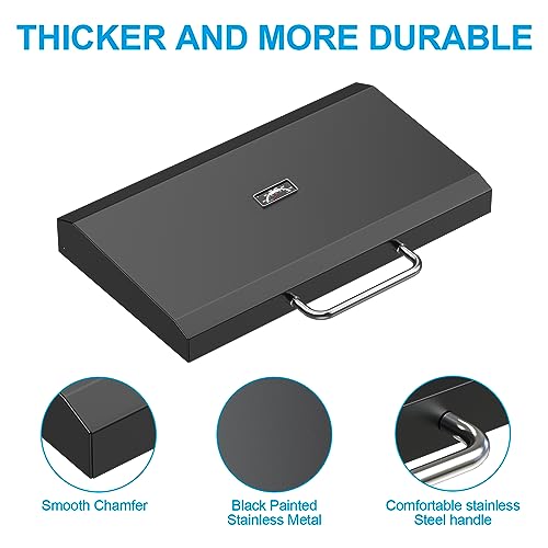 SafBbcue 28 Inch Griddle Hinged Lid for 28" Blackstone Top Griddle Accessories Griddle Hard Cover Hood with Thermometer Fits Blackstone 1517 1803 1839 1853 Grill