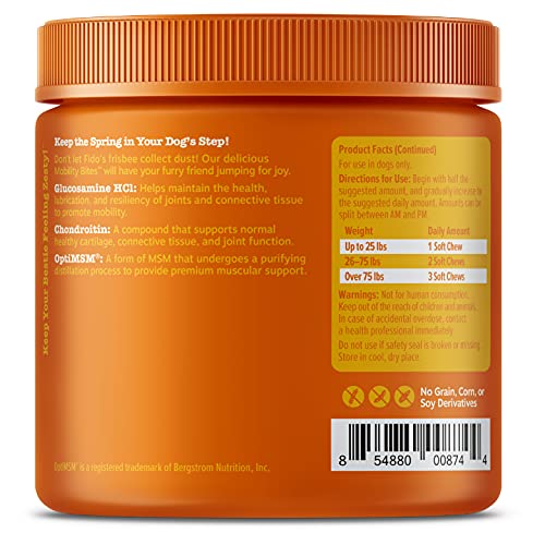 Zesty Paws Mobility Bites Dog Joint Supplement - Hip and Joint Chews for Dogs - Pet Products with Glucosamine, Chondroitin, & MSM + Vitamins C and E for Dog Joint Relief - Bacon β 90 Count